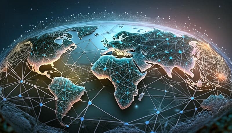 Worldwide Network Connection, Digital Art Illustration Stock ...