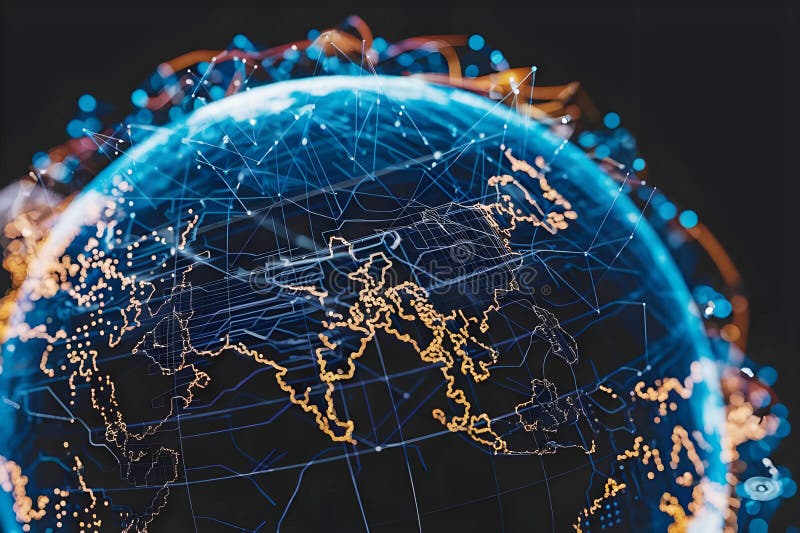 Worldwide Network Connection, Digital Art Illustration Stock ...