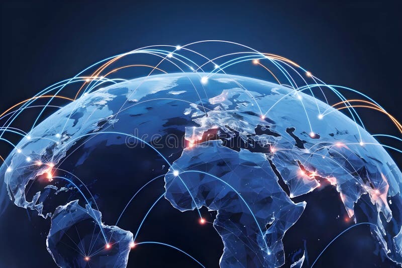 Worldwide Network Connection, Digital Art Illustration Stock ...