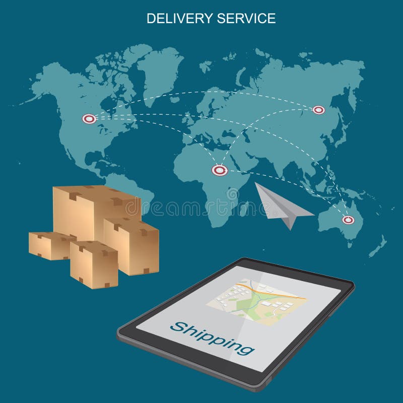 Worldwide, Shipping, Delivery Service, Concept, Flat Vector ...