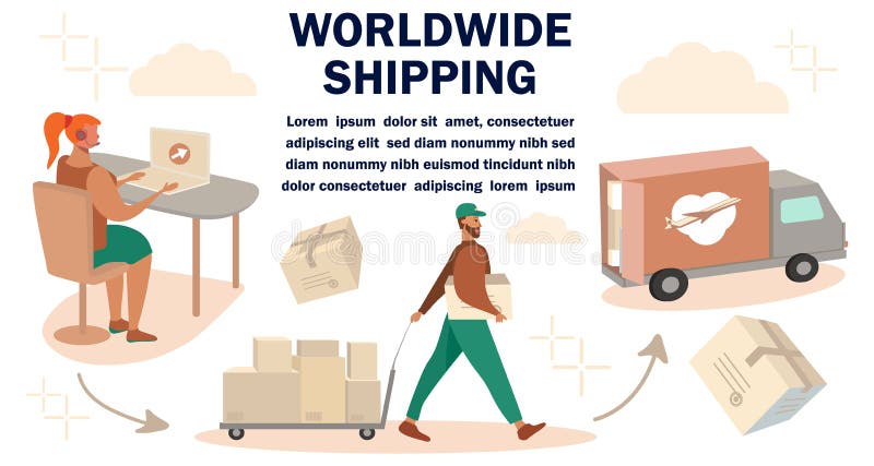 Worldwide Shipping Process Flowchart Flat Banner Stock Vector ...
