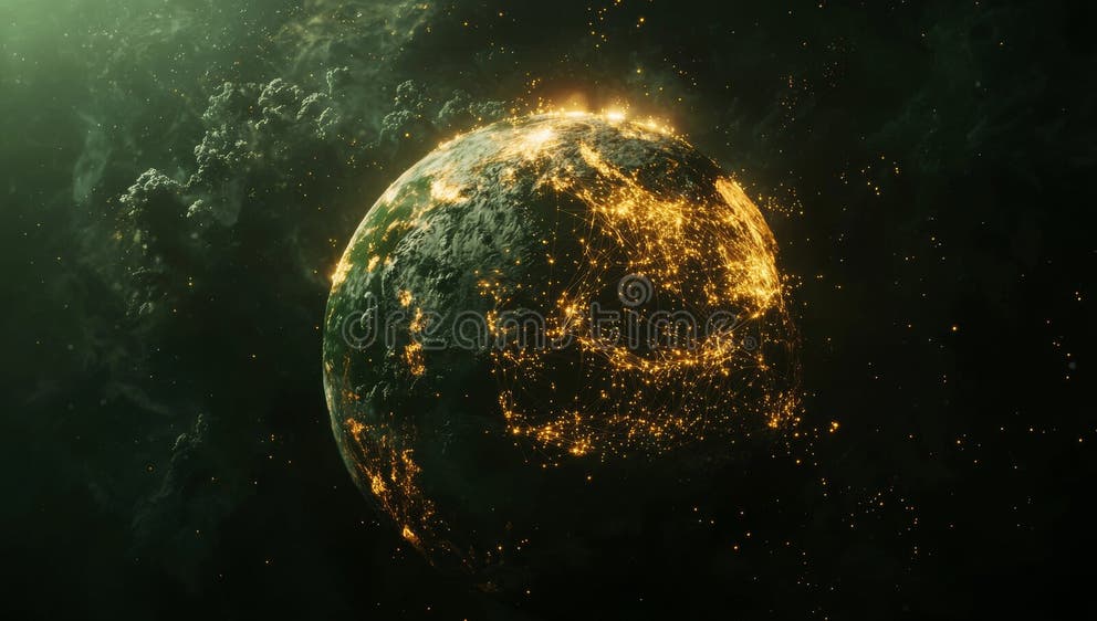 A Worldwide Web on Earth Featuring Illuminated Data Routes and ...