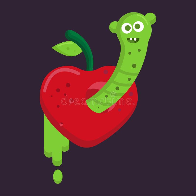 Smiling cartoon worm. stock vector. Illustration of cherry - 195096001