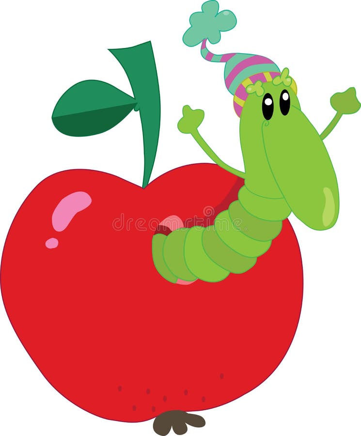 Apple with worm stock vector. Illustration of insect, nature - 7040103
