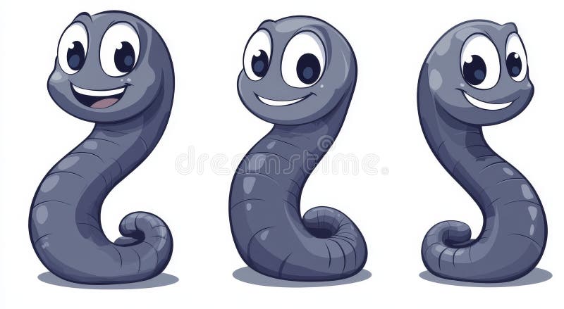 Worm Cartoon Character Offered in Both Colorful and Outline Designs ...