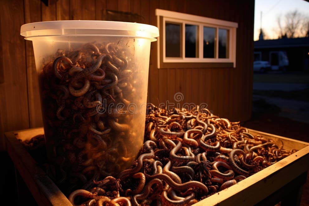 Worm Castings Collected in a Container beside the Farm Stock ...