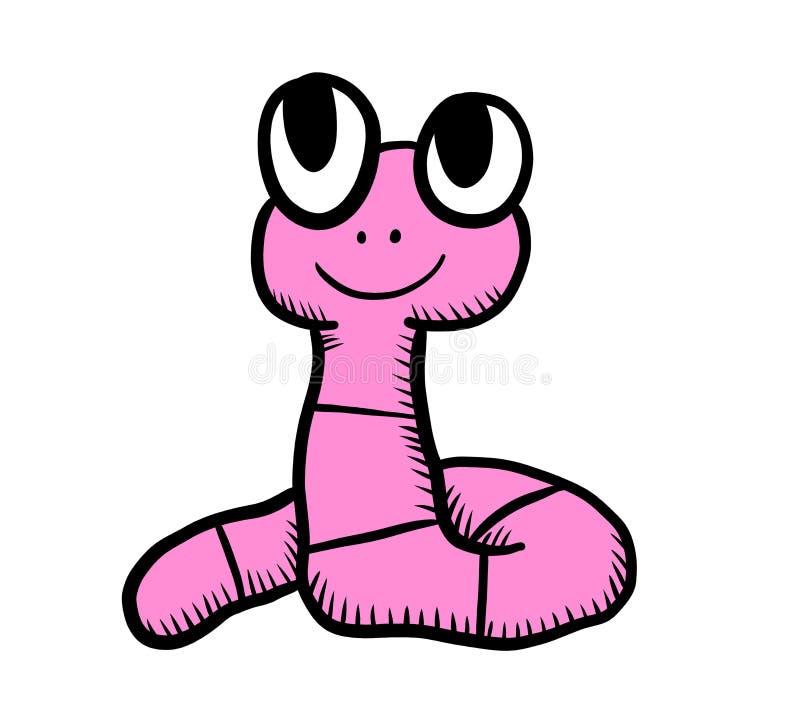 Adorable Pink Worm Doodle stock illustration. Illustration of animal ...