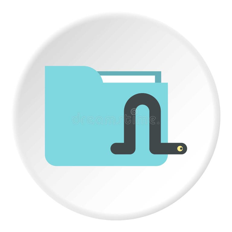 Worm in E-mail Icon, Flat Style Stock Illustration - Illustration of ...