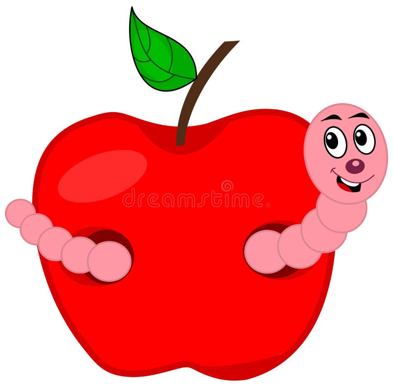 A worm eating an apple stock illustration. Illustration of nature ...