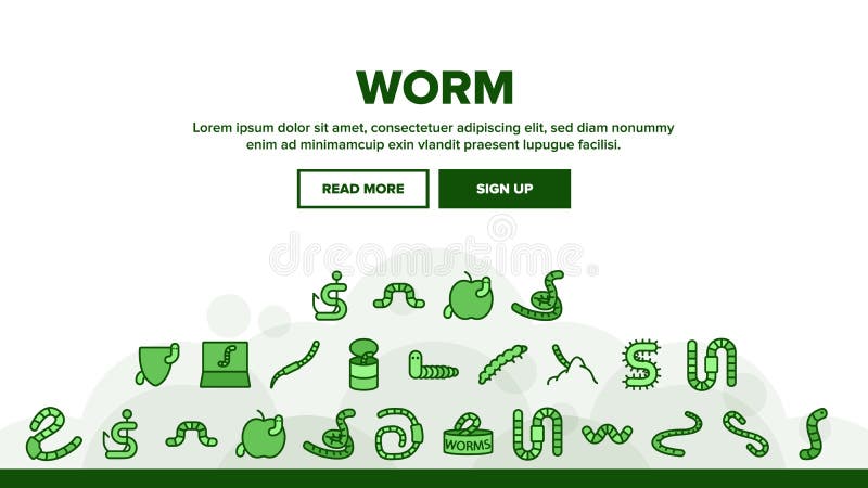 Worm Insect Animal Landing Header Vector Stock Vector - Illustration of ...