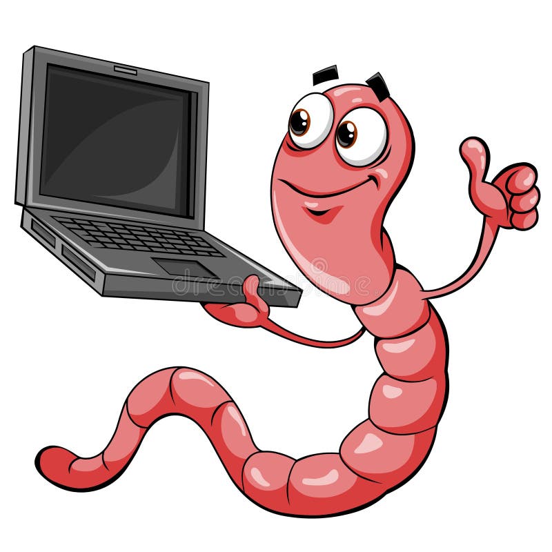 Laptop worm vector illustratie. Illustratie bestaande uit notitieboekje ...