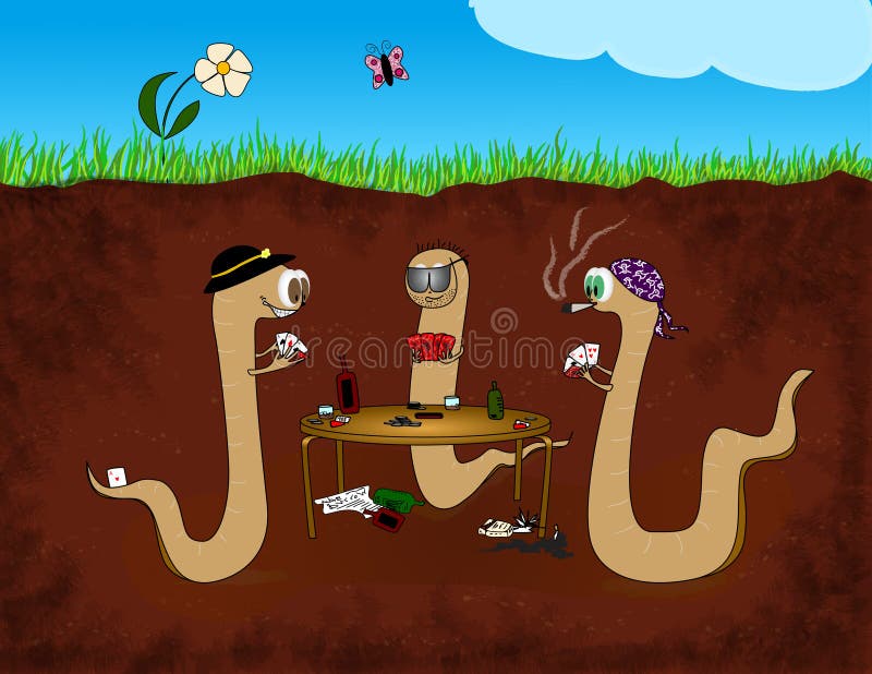 Worm poker cartoon stock illustration. Illustration of amusement - 18171740