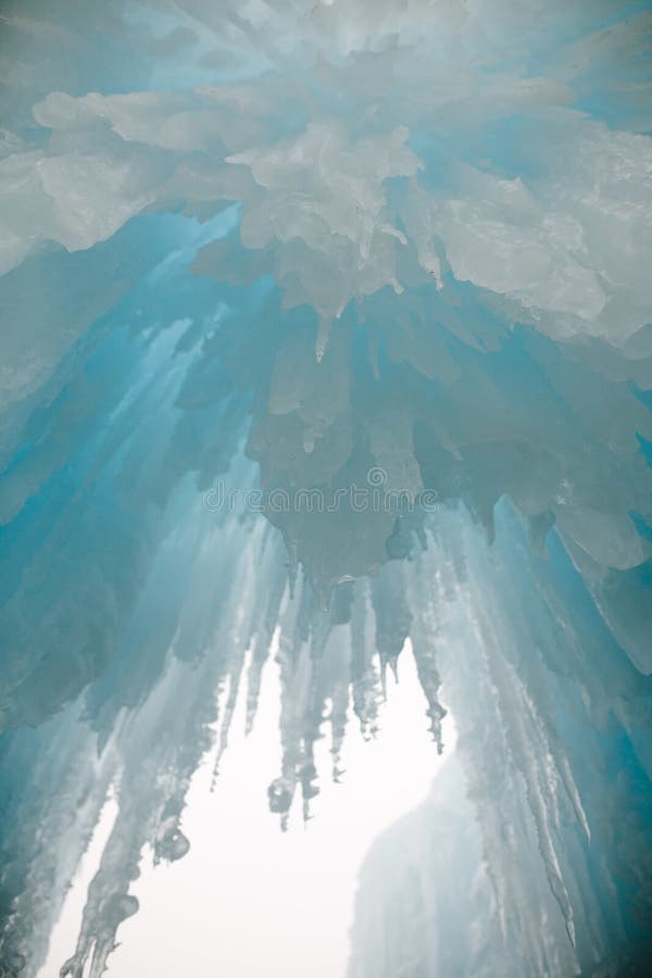 Worm S Eye View of Bluish White Hanging Icicles on a Freezing Winter ...