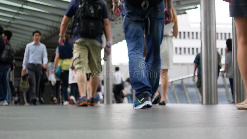 A Worm`s Eye View of People Walking Stock Video - Video of crowd, urban ...