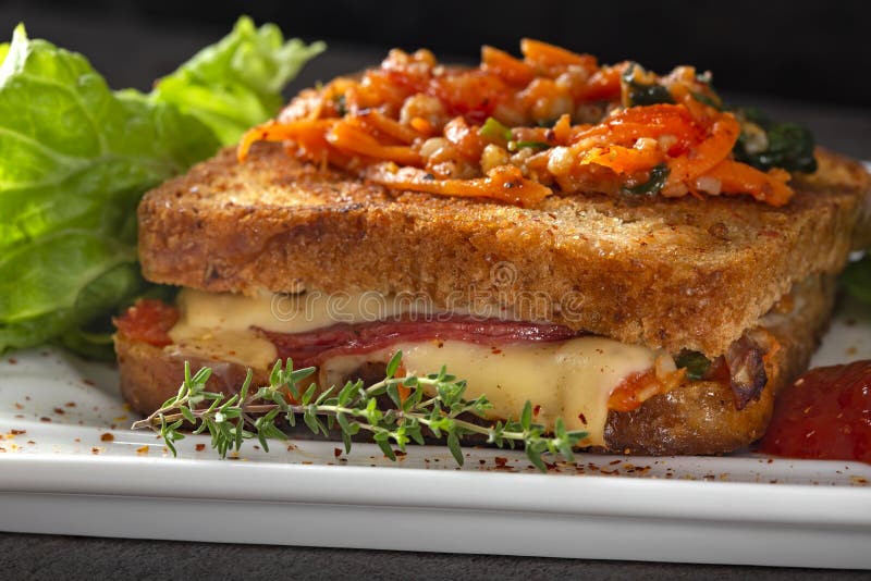 Worm Sandwich Made with Cheese, Salami and Vegetables Stock Photo ...