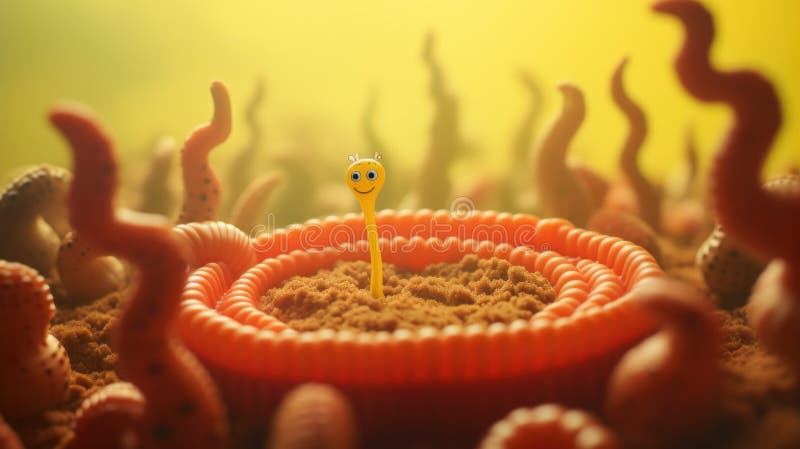 A Worm is Sitting in the Middle of a Bunch of Worms, AI Stock ...