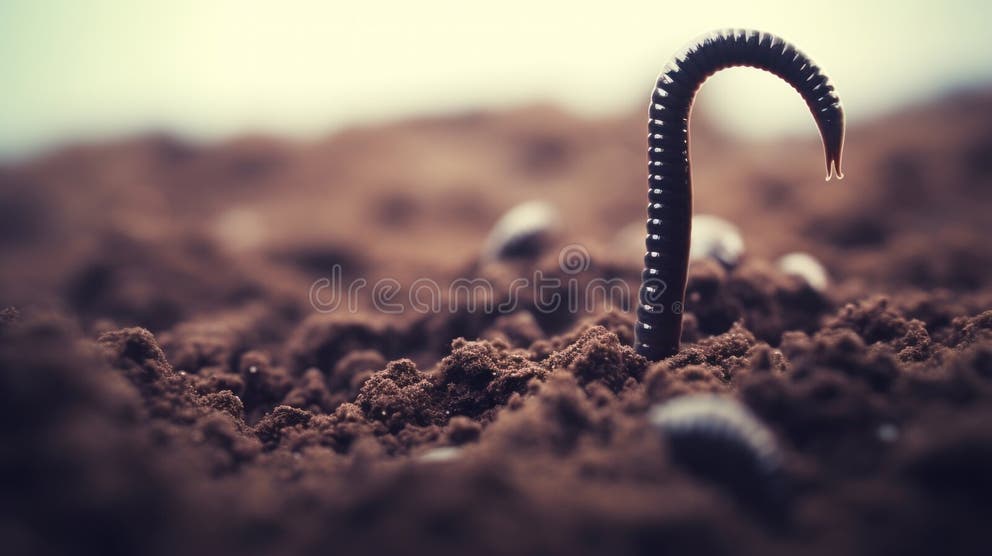 A Worm is Standing in the Dirt, AI Stock Illustration - Illustration of ...