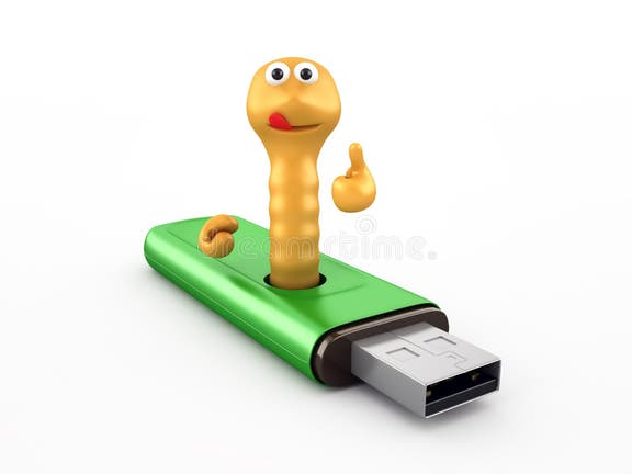 Worm in the USB Flash Drive Stock Illustration - Illustration of cyber ...