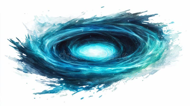 Wormhole with Glowing Turquoise Spiral Patterns, Low Poly on a White ...