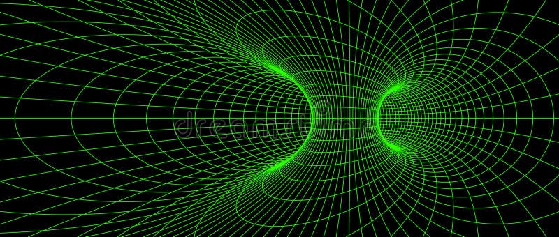 Wormhole Wireframe Structure. Neon Geometric Outline Grid Tunnel ...