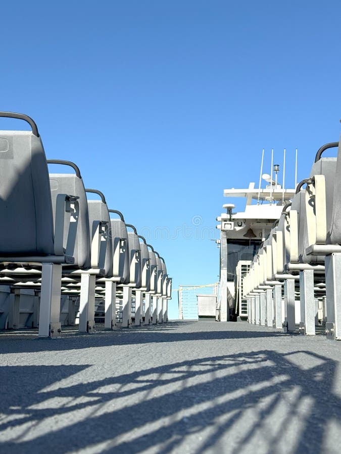 Worms Eye View of Upper Deck of Ferry Seating and Boathouse. Stock ...