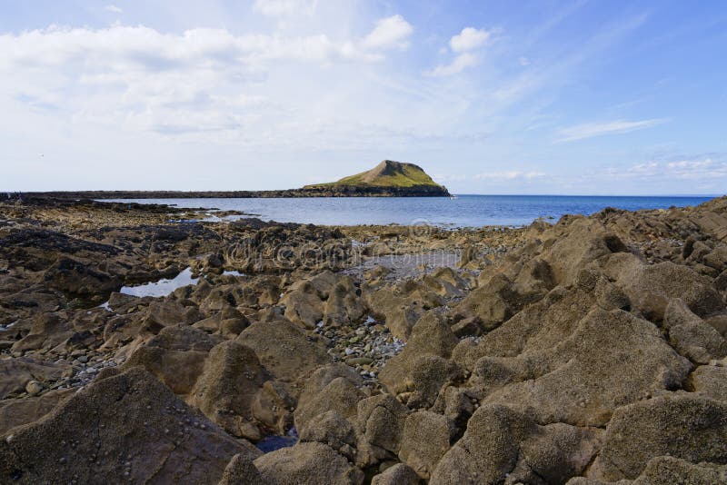 Worms Head Causeway at Low Tide Stock Photo - Image of rocks, peninsula ...