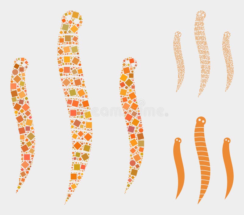 Worms Icon Collages of Squares and Circles Stock Vector - Illustration ...