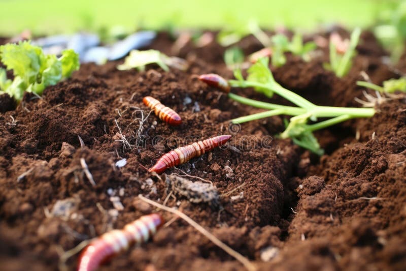 Worms and Insects in a Healthy-looking Patch of Soil Stock Photo ...