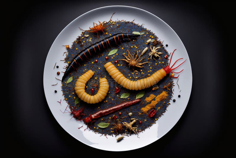 Worms on a Plate As a Main Food, Protein Alternative. Ai Generated ...