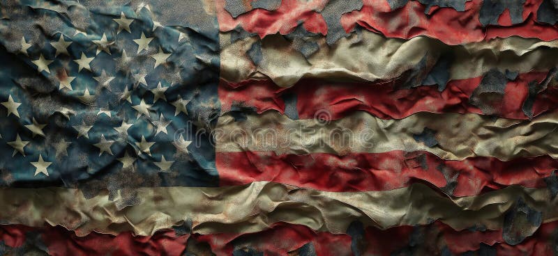 Worn American Flag Texture with Distressed Surface and Faded Colors ...