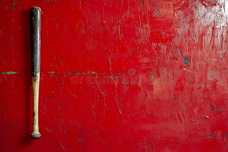 Worn Baseball Bat on Red Textured Background a Dramatic Still Life ...