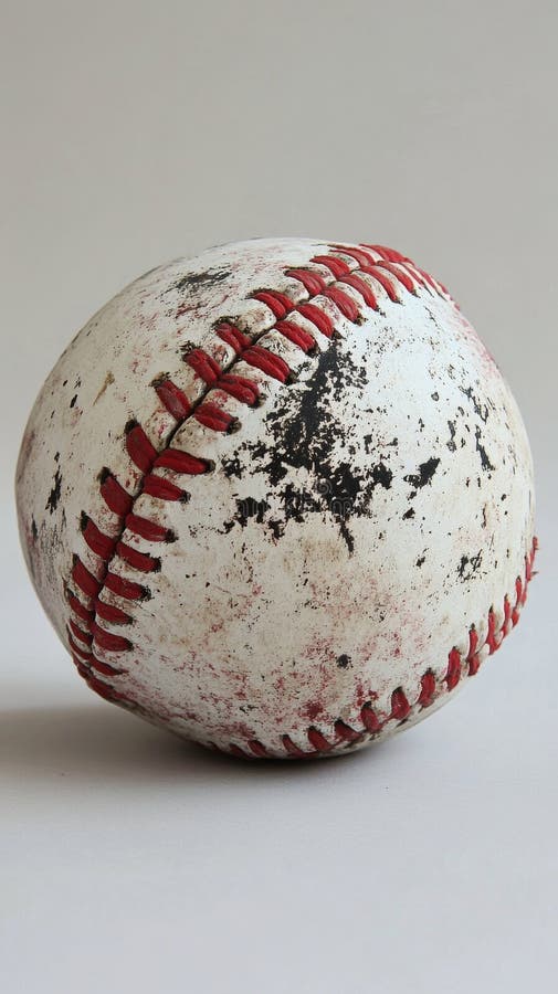 Worn Baseball Resting on a Clean Surface Showcasing Signs of Numerous ...