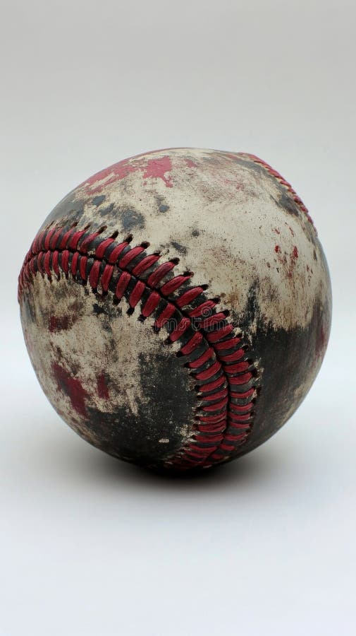 Worn Baseball Resting on a Clean Surface Showcasing Signs of Numerous ...