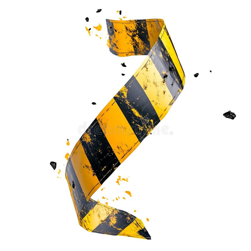 Worn Black and Yellow Striped Caution Ring Isolated on a Transparent ...