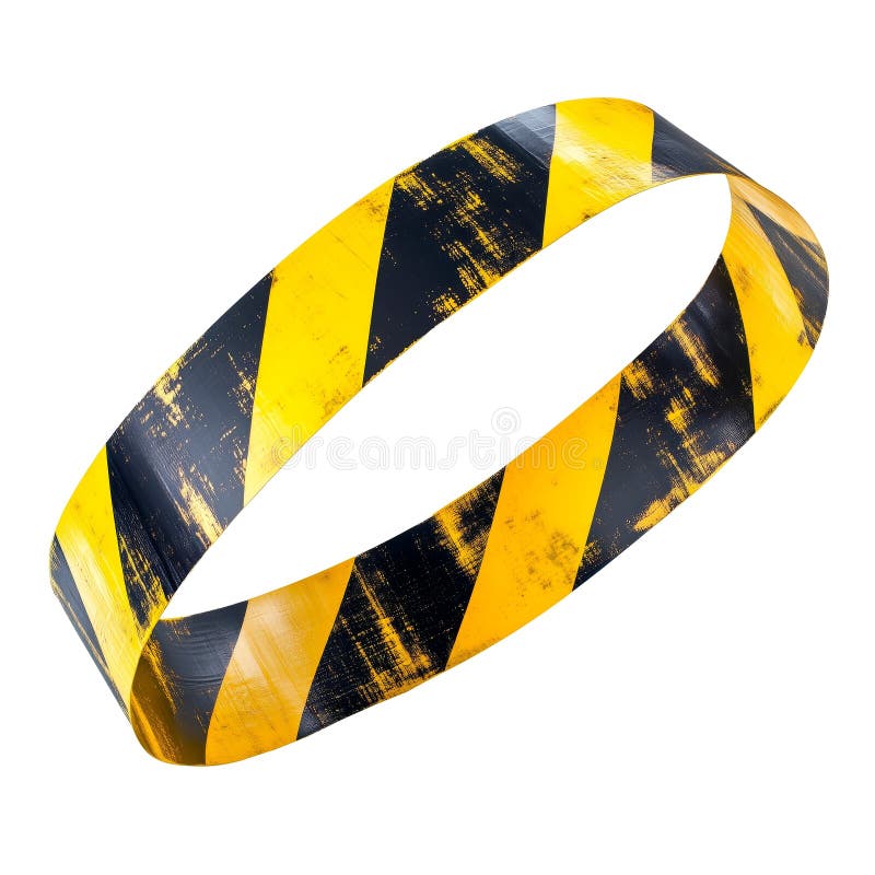 Worn Black and Yellow Striped Caution Ring Isolated on a Transparent ...