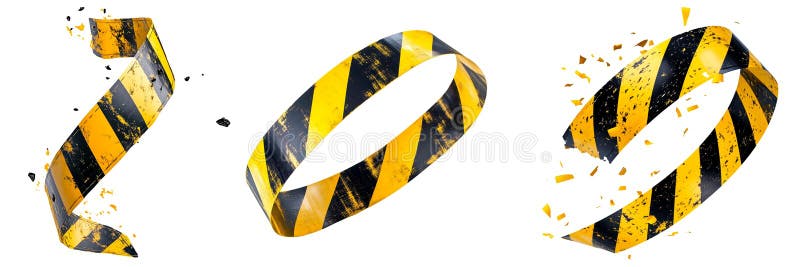 Worn Black and Yellow Striped Caution Ring Isolated on a Transparent ...