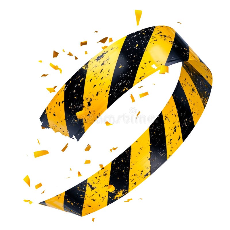 Worn Black and Yellow Striped Caution Ring Isolated on a Transparent ...