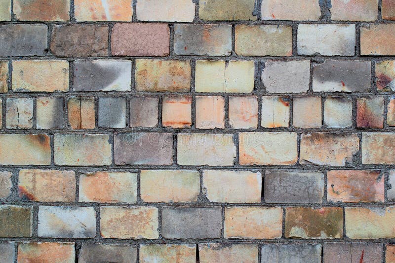 Worn Brick Wall of Different Color Blocks Stock Image - Image of ...