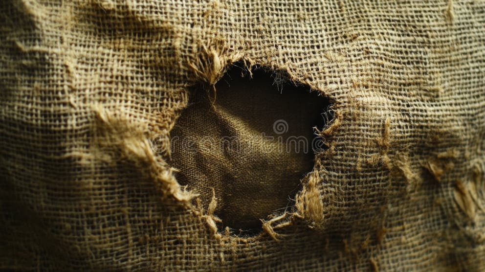 Worn Burlap Fabric with a Circular Hole Stock Illustration ...
