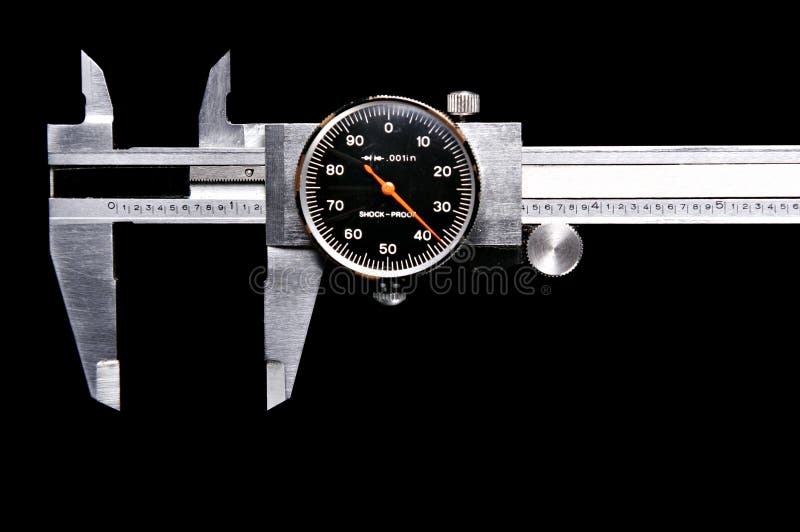 Worn caliper on black stock image. Image of measurement - 2188995