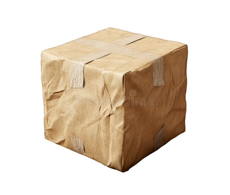 A Worn Cardboard Box with Tape is Isolated on a Transparent Background ...