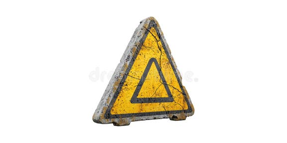Worn Caution Traffic Sign with Rust and Cracks Isolated on Transparent ...