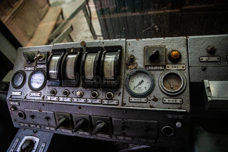 Worn Dashboard of Abandoned Train Locomotive Stock Image - Image of ...