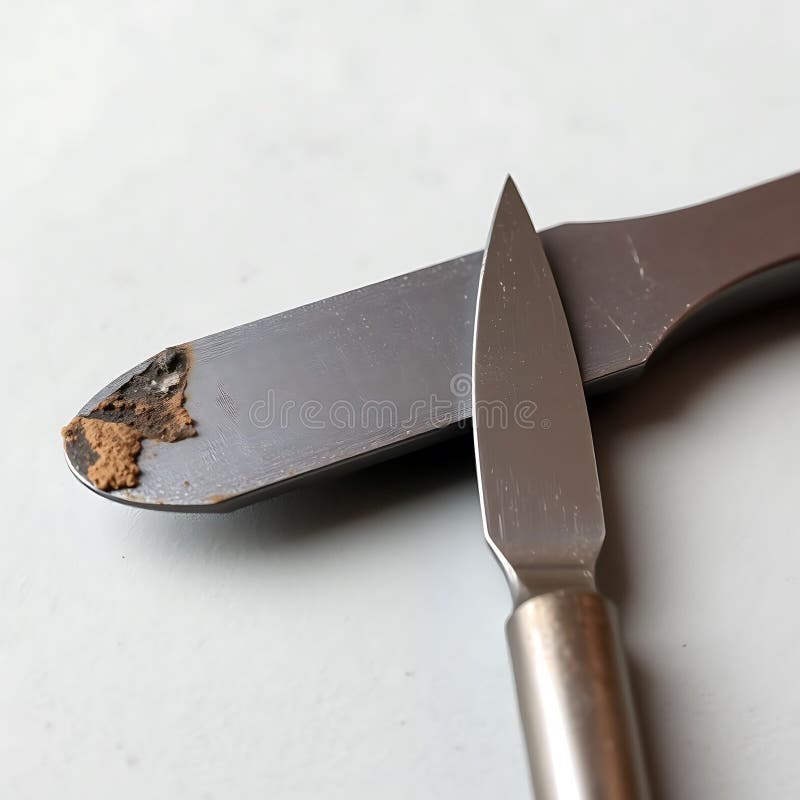 A Worn Deburring Tool with a Slightly Rusted Edge Laid Next To a ...