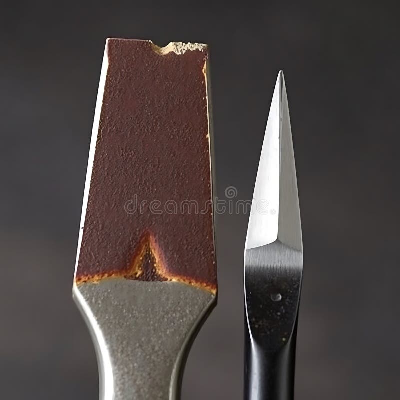 A Worn Deburring Tool with a Slightly Rusted Edge Laid Next To a ...