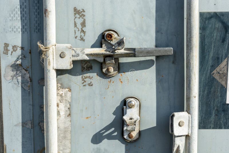 The Worn Door Handle Lock of an Intermodal Shipping Container Stock ...