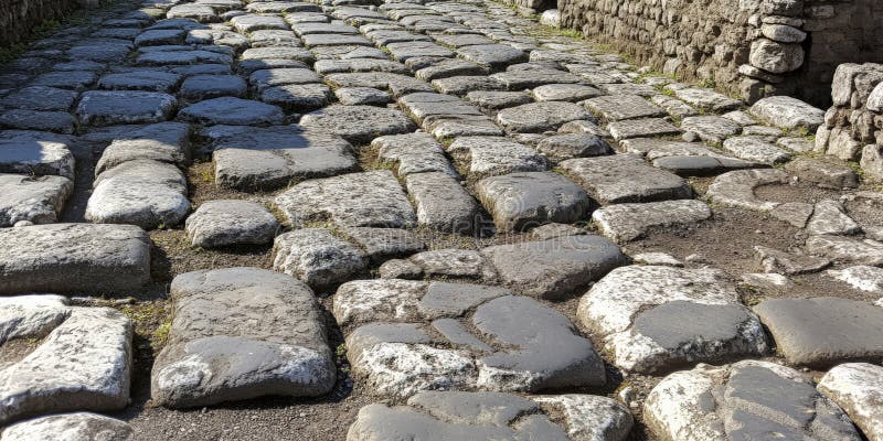 Worn-down Ancient Roman Road Stone Background with Weathered, Uneven ...