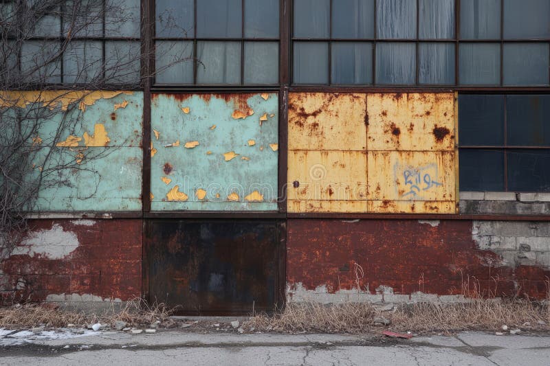 A Worn-down Brutalist Texture with Rust Stains, Chipped Paint, and ...