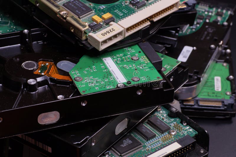 E Scrap. a Trash Bin Filled with Worn-out Computer Components. Stock ...