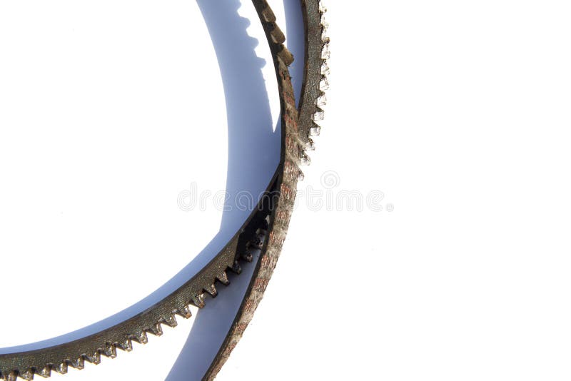 Worn Engine Drive Strap and Flywheel with Erased Teeth Stock Photo ...